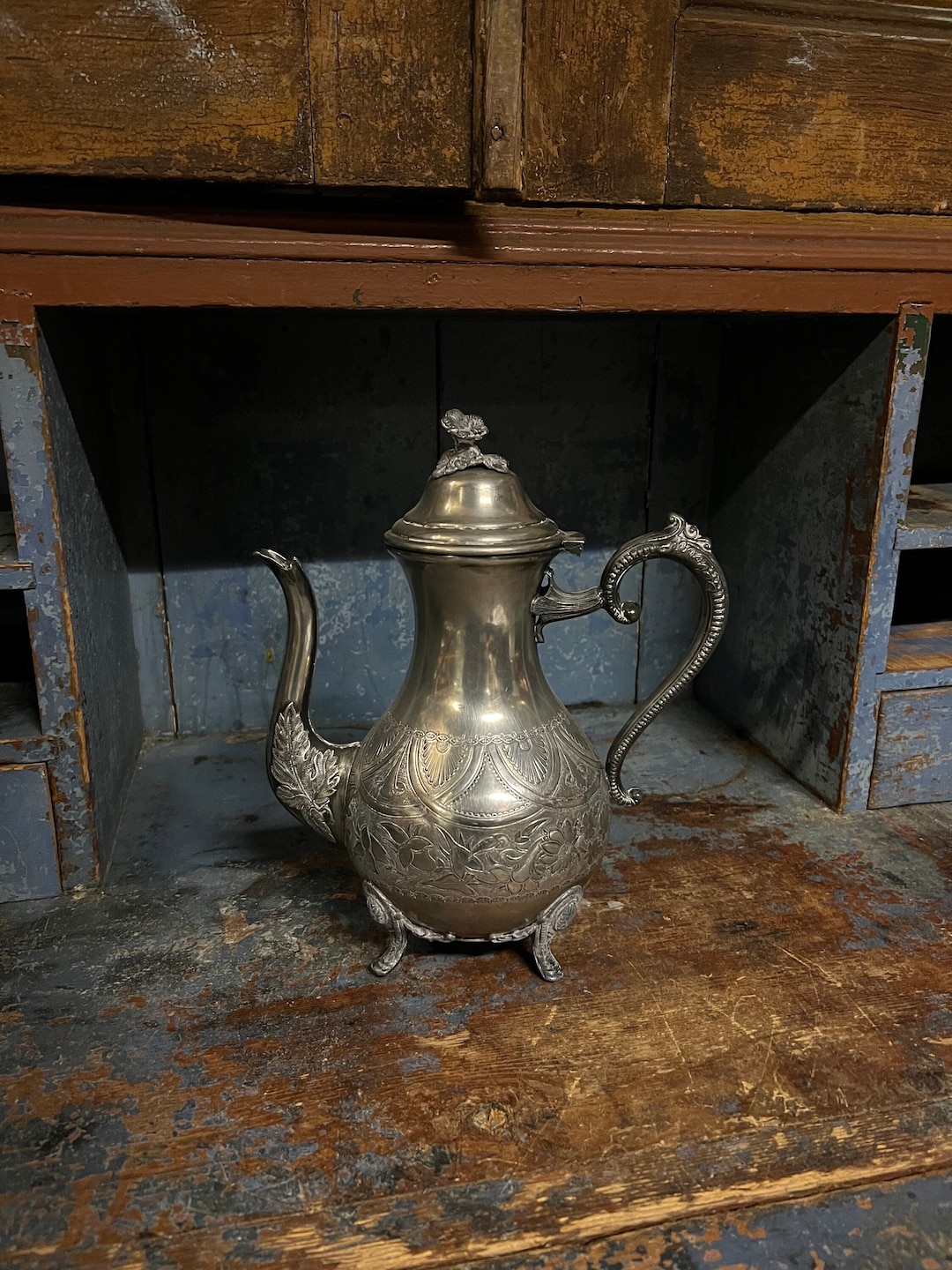 1800s Antique Victorian Style Engraved Coffee Pot / Jug. Collectible ...