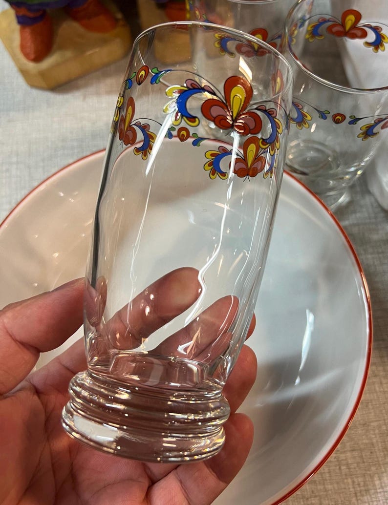 RARE 11 Pc "farmers Rose" Drinking Glass / Milk / Beer Glass Norwegian ...
