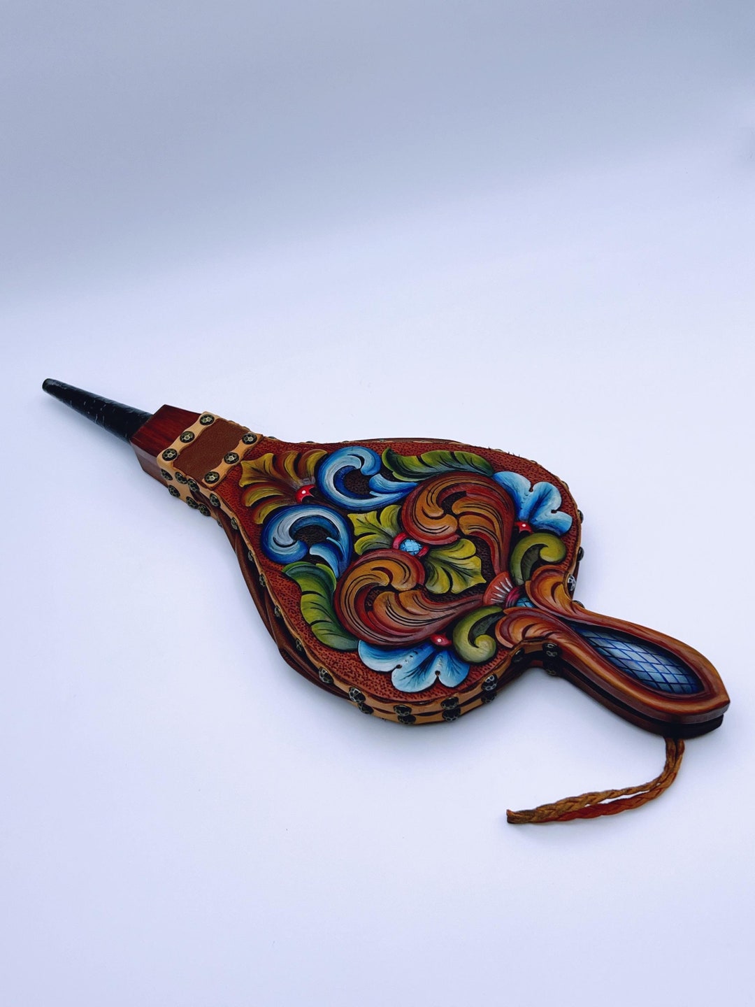 Unique Hand-crafted Fireplace Bellows, Norwegian Folk Art With Hand ...