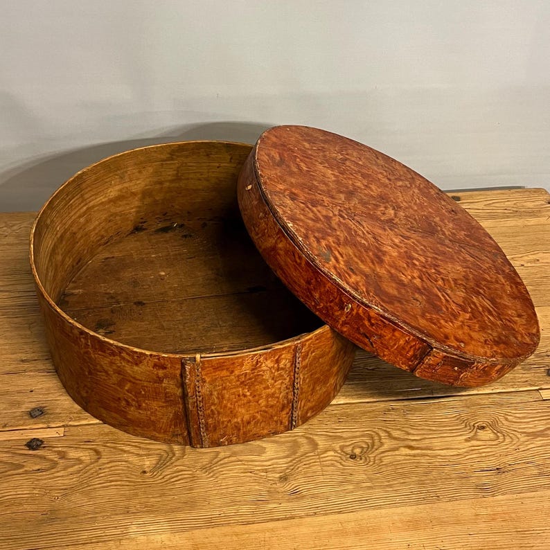 1850-80s Primitive Antique Tine Box From Norway, Original Painting ...