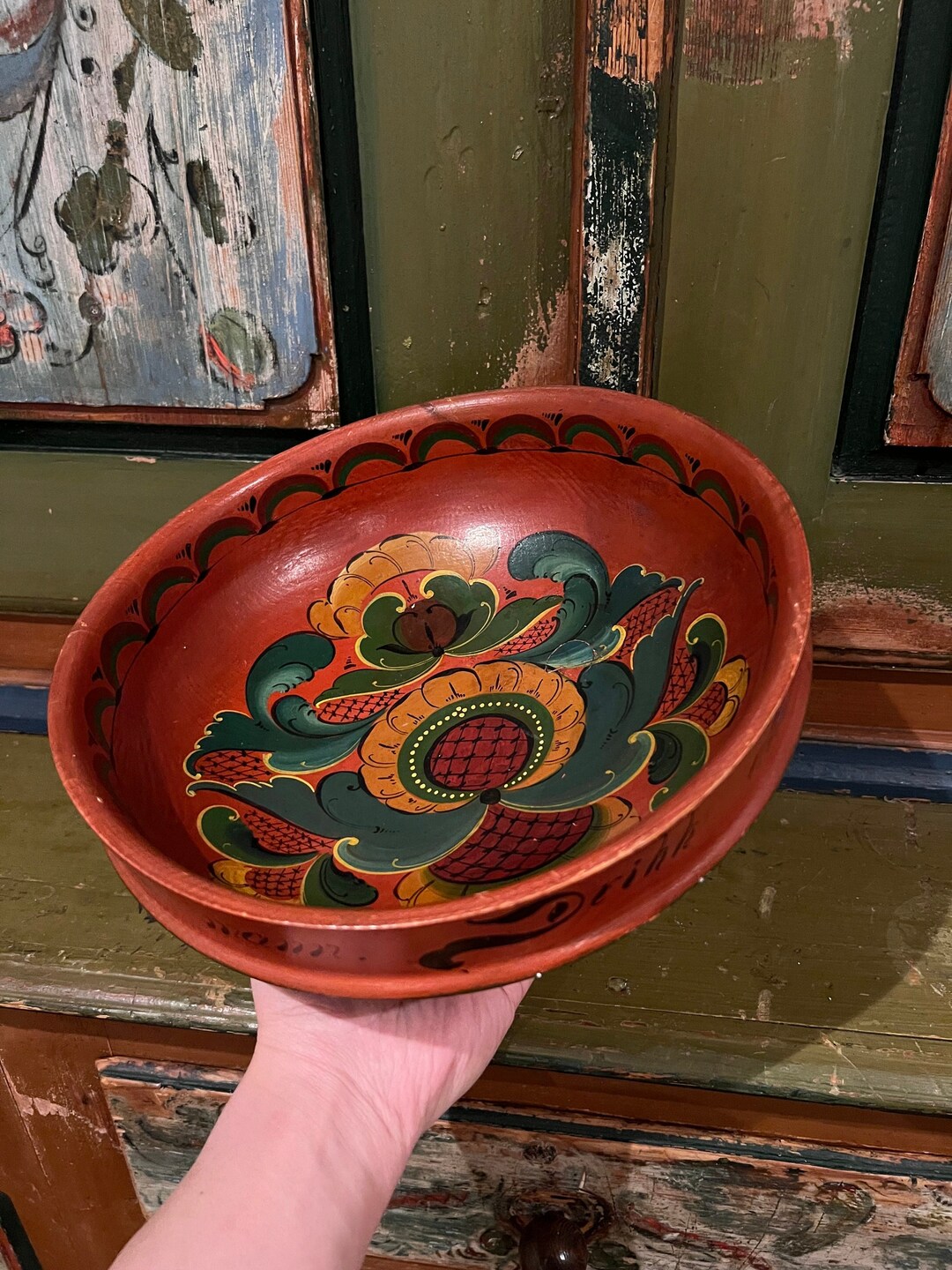 1930/40s Norwegian Rosemaling Beer Bowl / Fruit Bowl, Handpainted ...