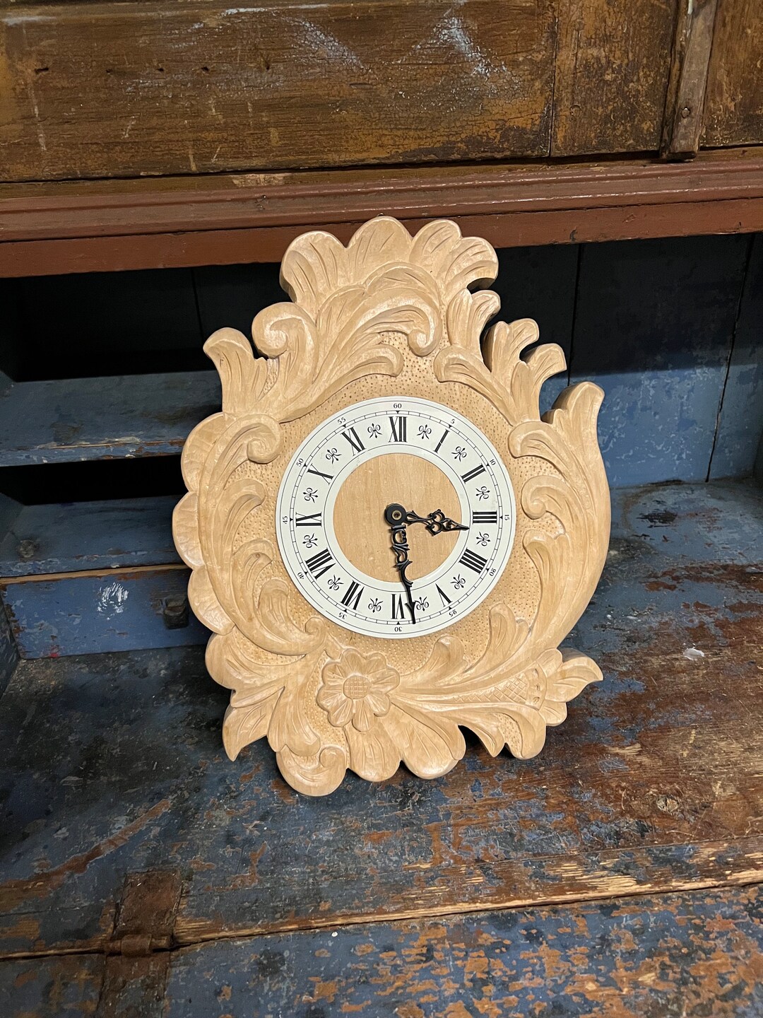 1980s LARGE Hand Carved Wall Clock From Telemark, Norwegian Handcrafted ...