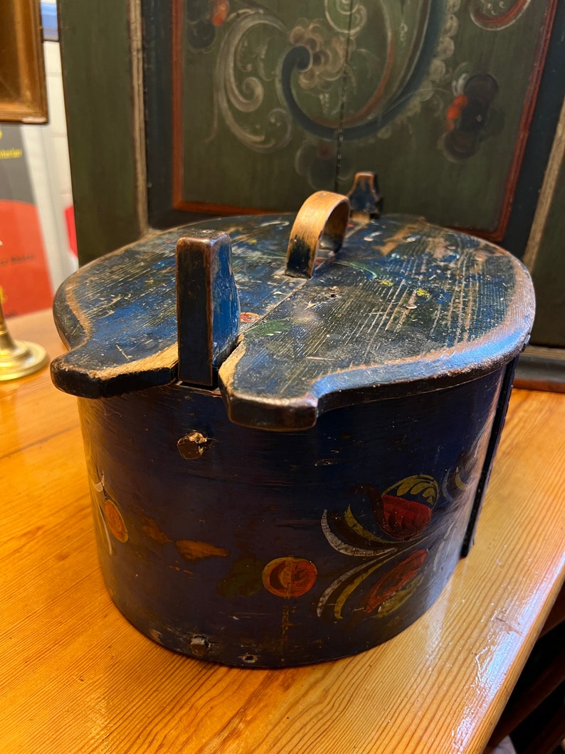 1800s Important Norwegian Tine Box With Original Rosemaling - Etsy