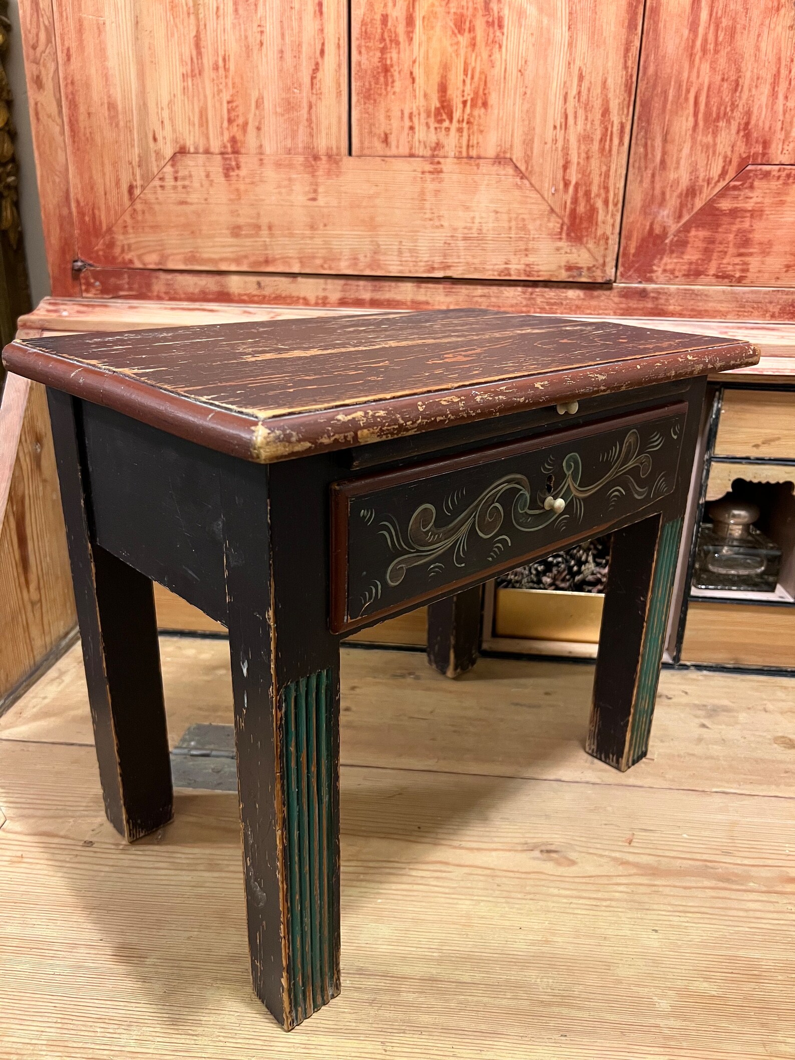 Antique Norwegian Rosemaling Chair/kids Table/desk in Louis XVI Style ...