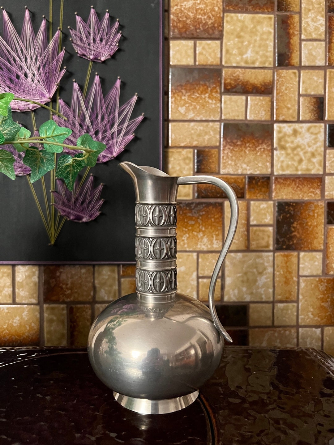 1960s Haugrud Norway Pewter Vase/pot/ Pitcher, Norwegian Tin ...