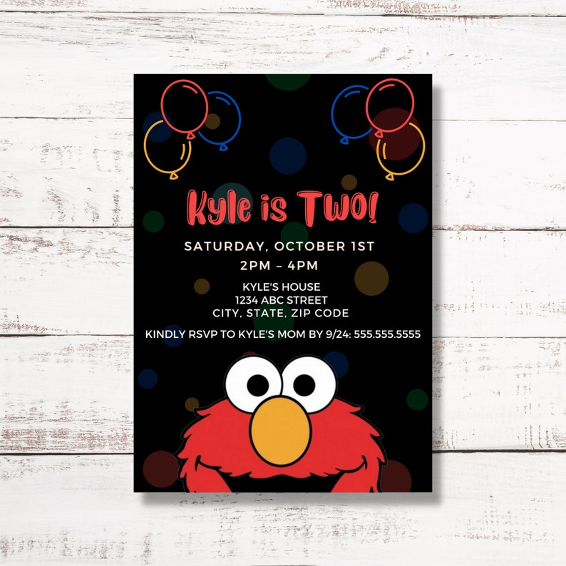Elmo 2nd Birthday Party Invitation for Girls and Boys Modern - Etsy