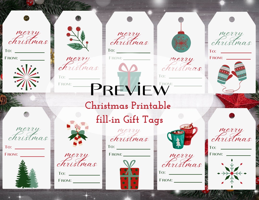 Classic Christmas Gift Tags, Printable, Digital Download - Etsy
