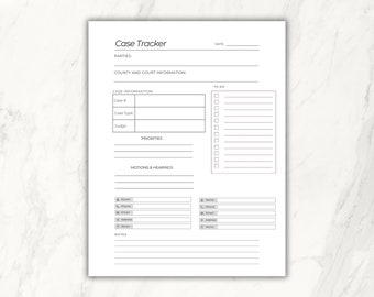 Court Case Organizer Family Law Case Tracker Court Case Tracker Court ...