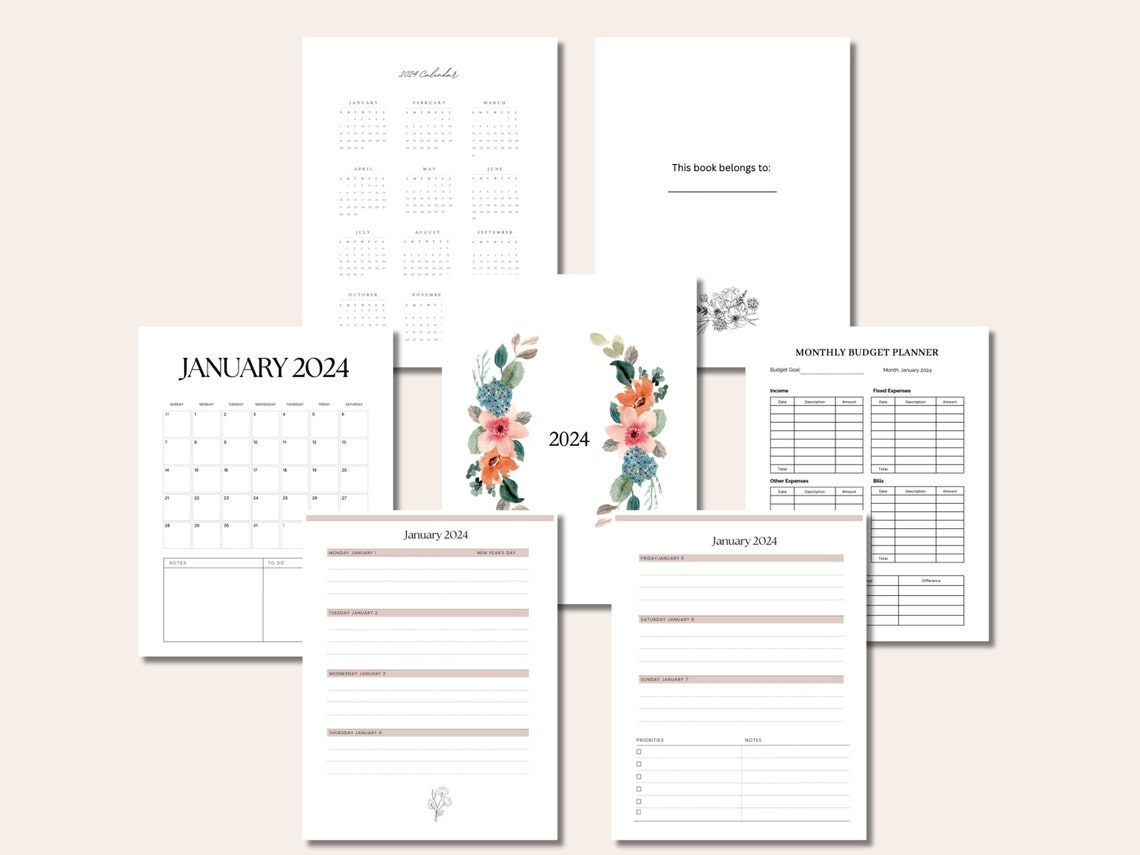 Weekly 2024 Planner PDF Digital Download - Etsy