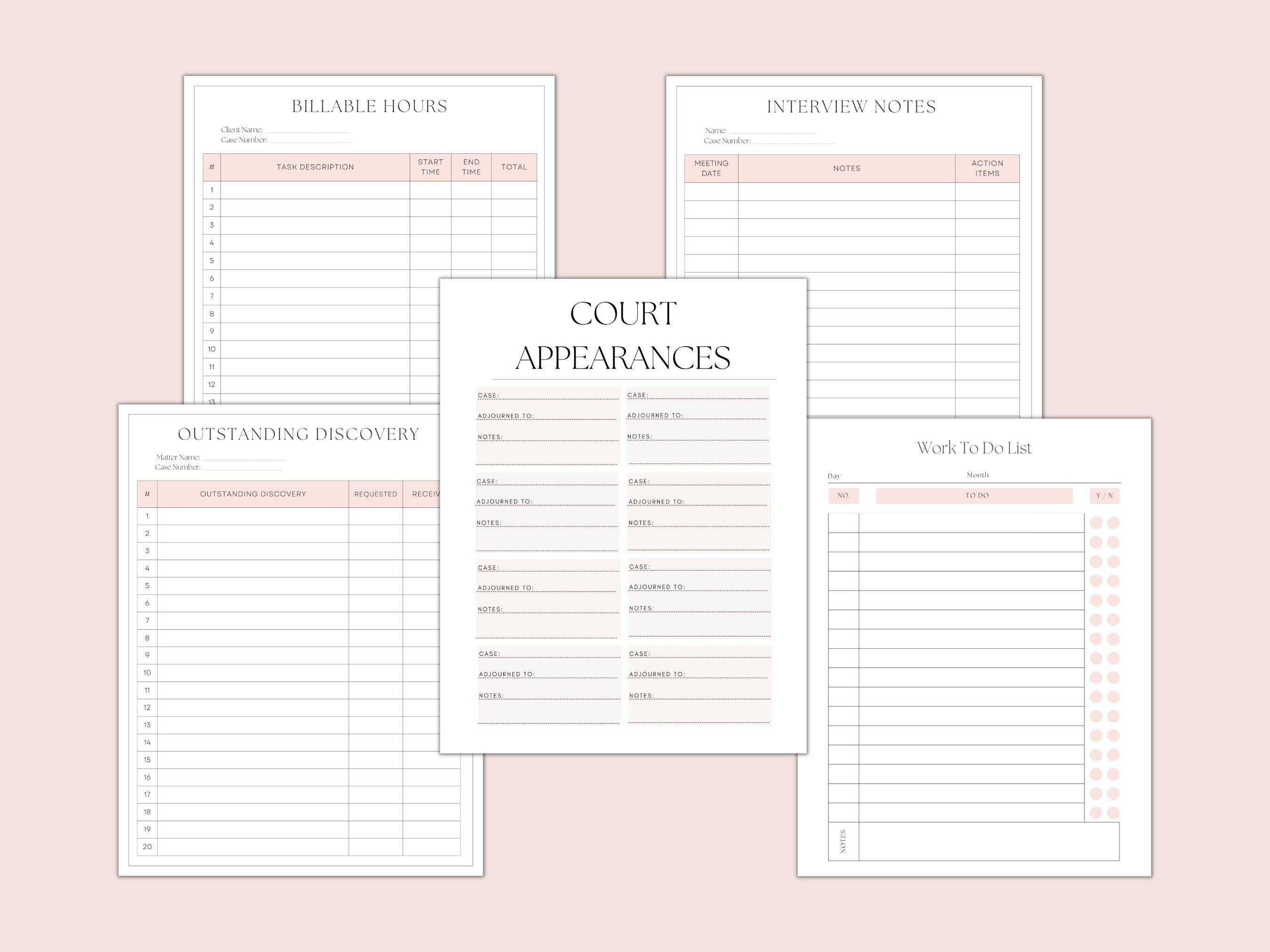 Case Organizer Bundle (organization Paperwork for Attorneys and ...