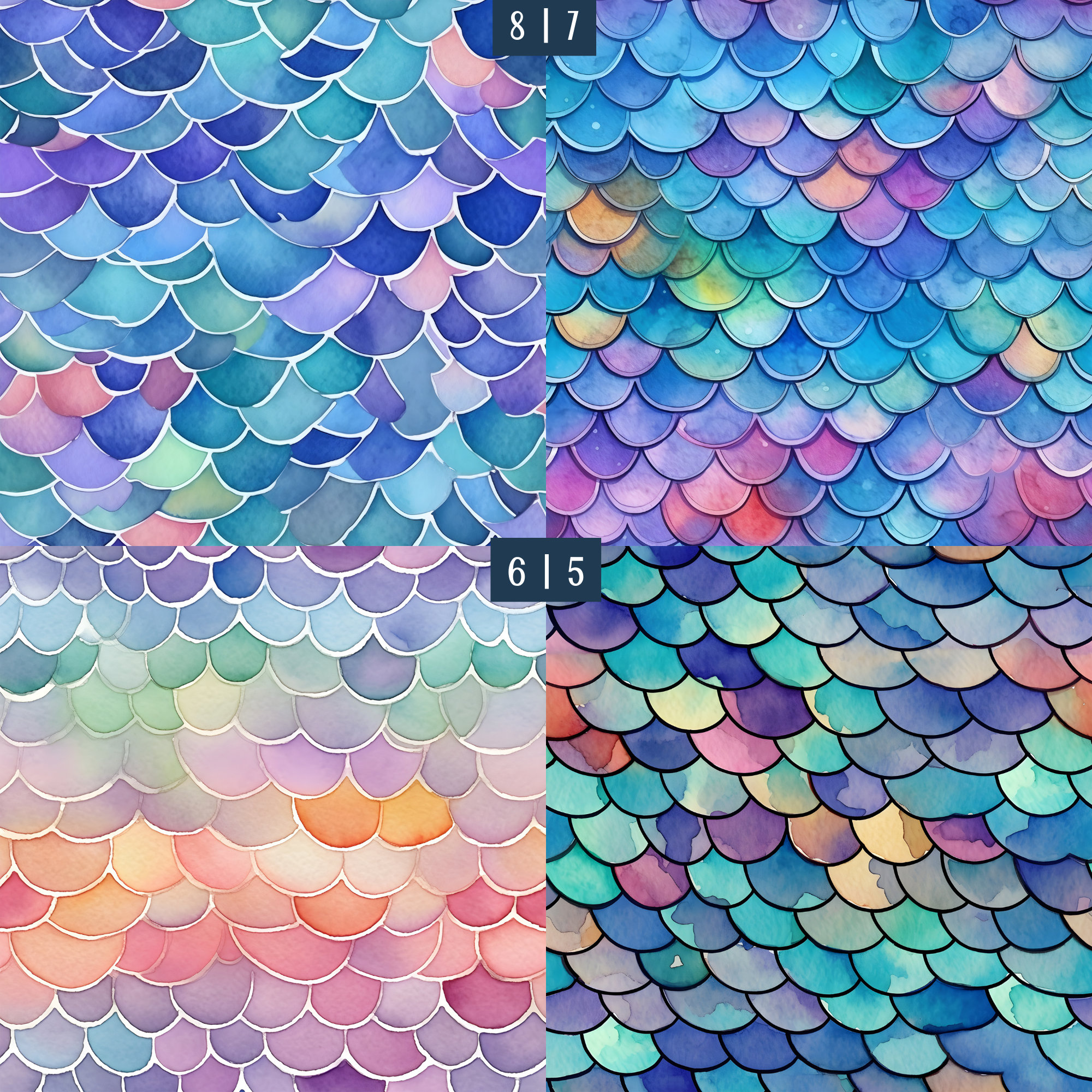 Mermaid Scales Svg Seamless Pattern Vector Digital Paper - Etsy