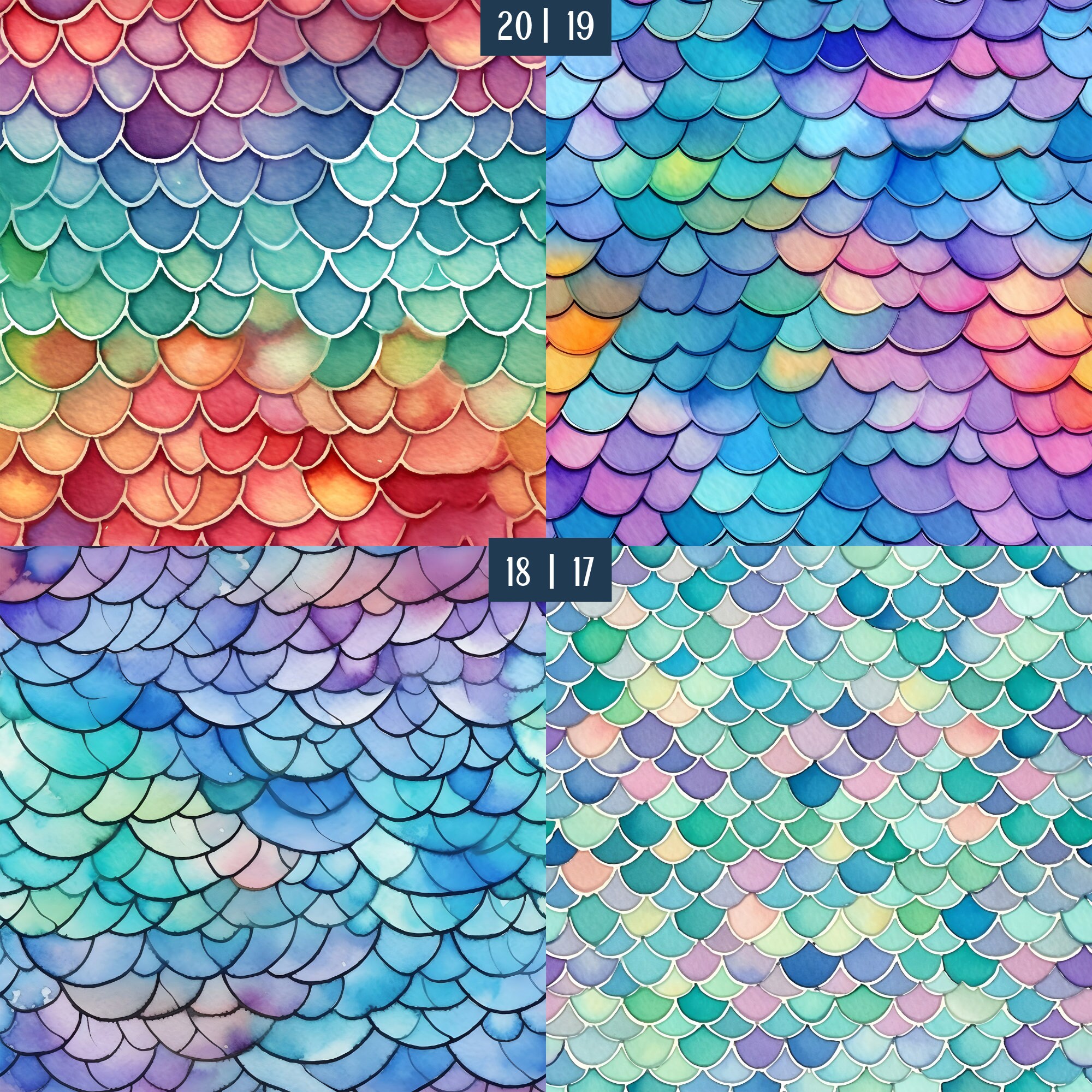 Mermaid Scales Svg Seamless Pattern Vector Digital Paper - Etsy