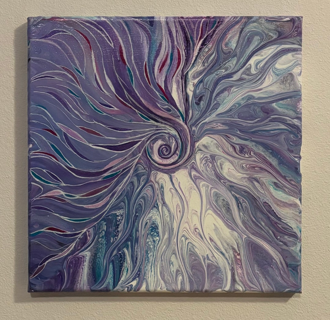 12 X 12 X “koru Waves” Abstract Pour Painting - Etsy