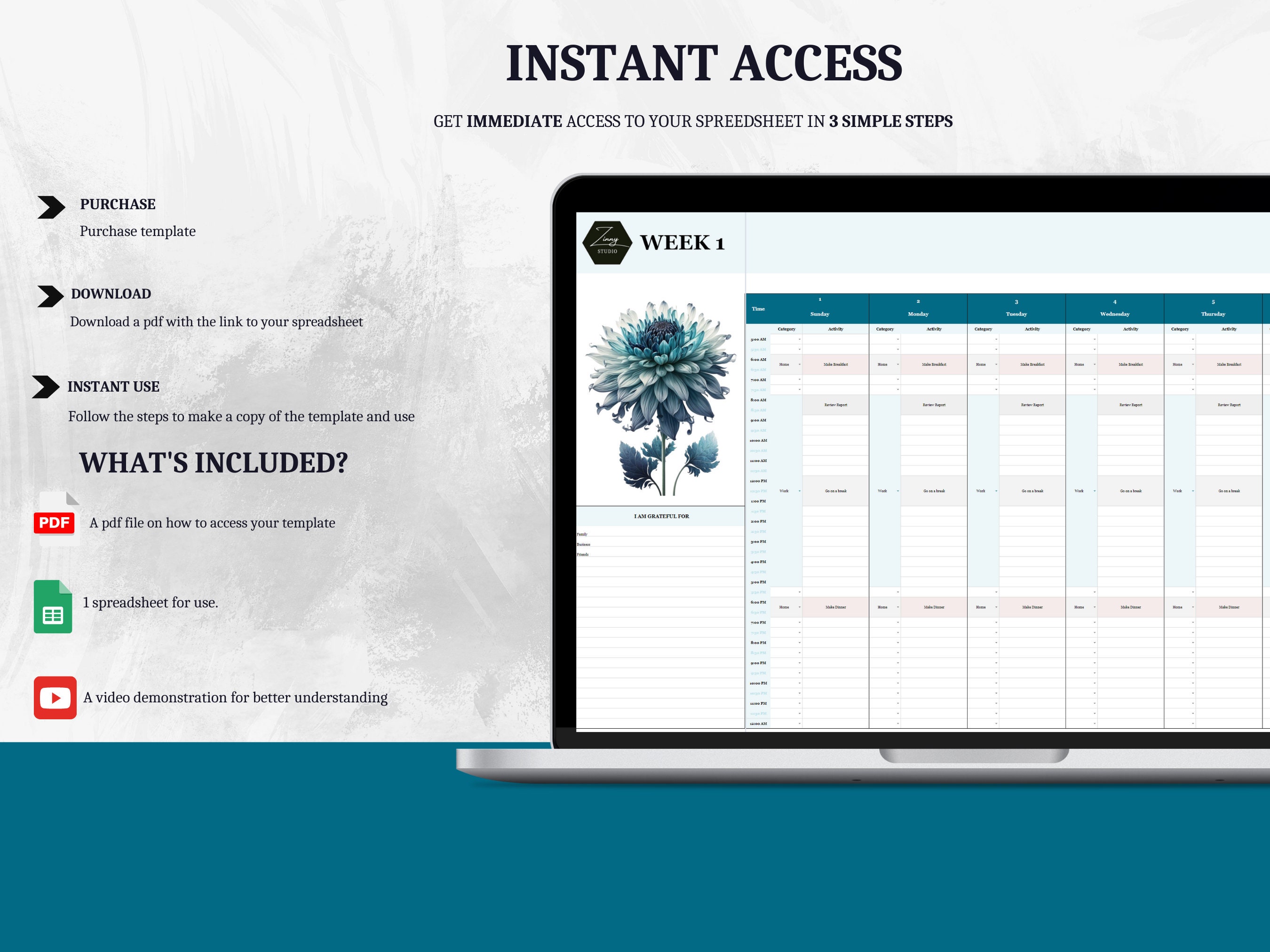 Google Sheets Digital Planner Monthly Planner Weekly Planner Dailly ...
