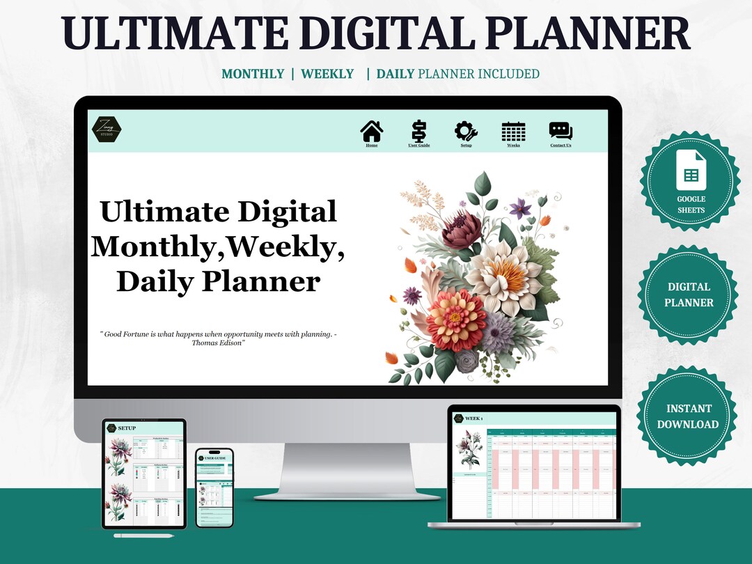 Google Sheets Digital Planner| Monthly Planner| Weekly Planner| Dailly ...