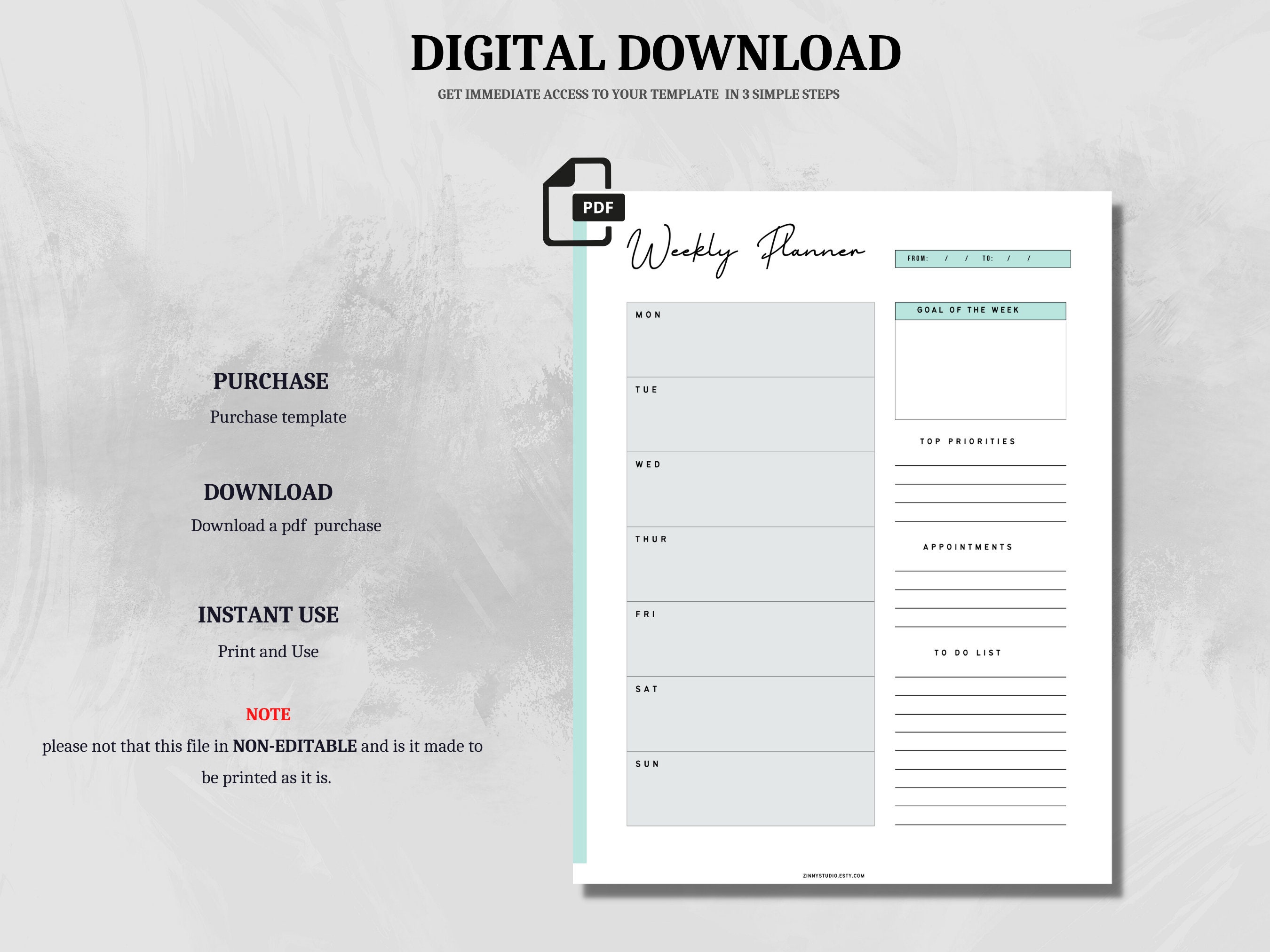 Weekly Planner Printable Weekly Schedule Work From Home - Etsy