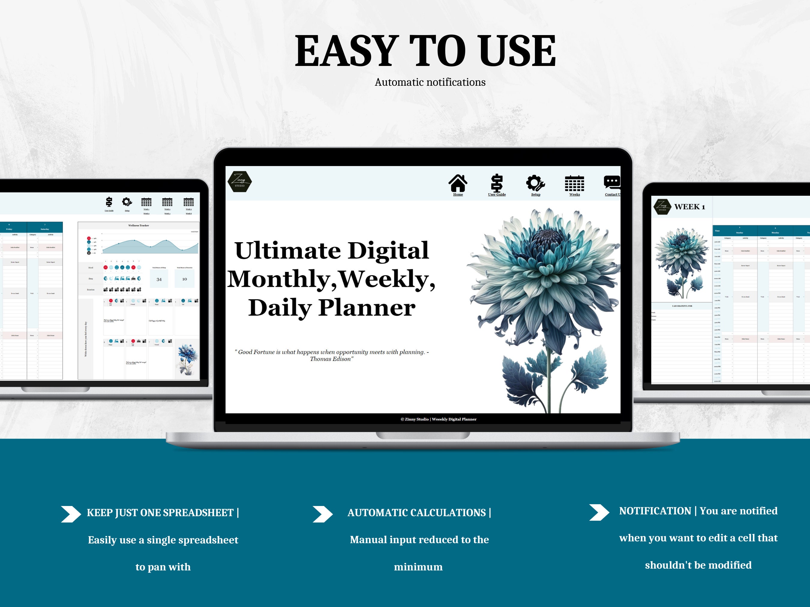 Google Sheets Digital Planner Monthly Planner Weekly Planner Dailly ...