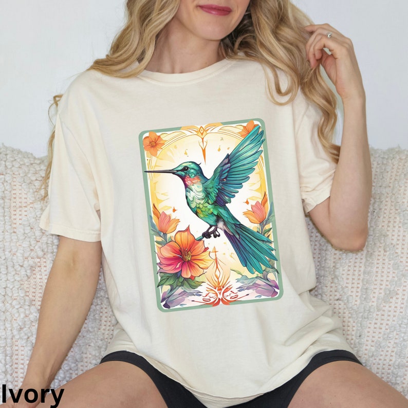 The Hummingbird Tarot Shirt, Floral Bird Cottagecore Tshirt, Love and ...