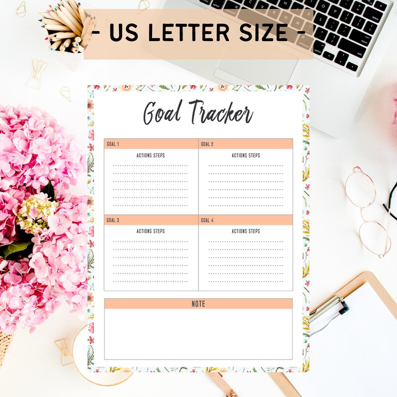 GOAL TRACKER Printable | Goal Printable | Goal Tracker L Goal Worksheet ...