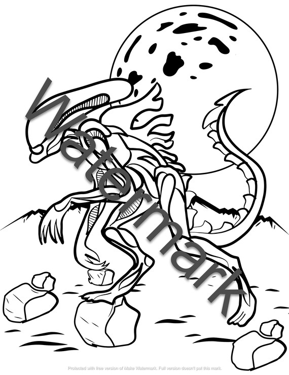 Aliens Xenomorph Kids Coloring Page Digital Print - Etsy