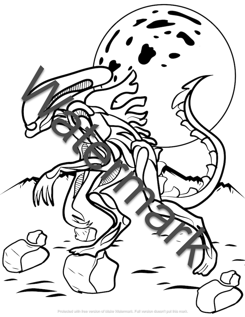 Aliens Xenomorph Kids Coloring Page! Digital Print - Etsy
