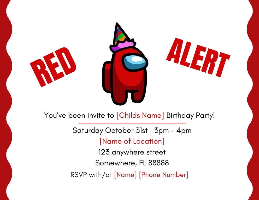 20x Among US Birthday Invite Physical Invite - Etsy