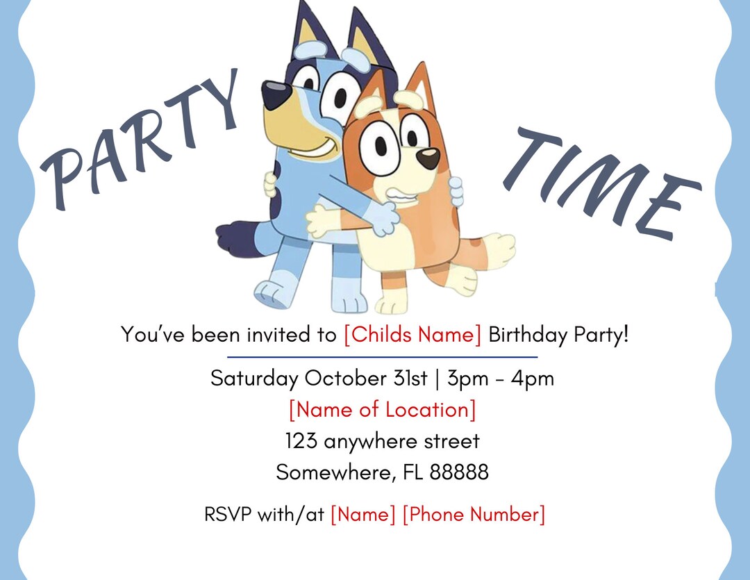 20x Bluey Birthday Invites Physical Invites - Etsy