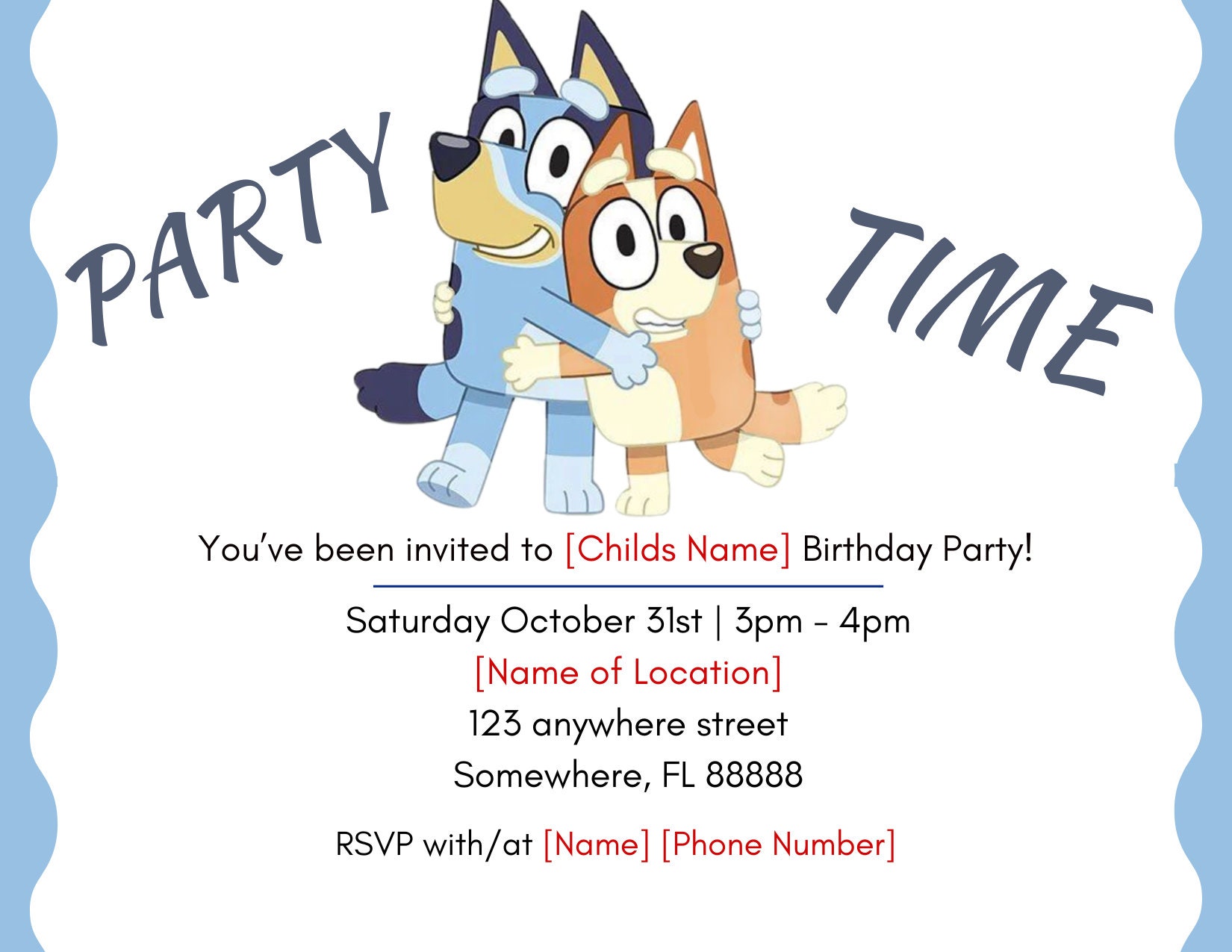 20x Bluey Birthday Invites Physical Invites - Etsy