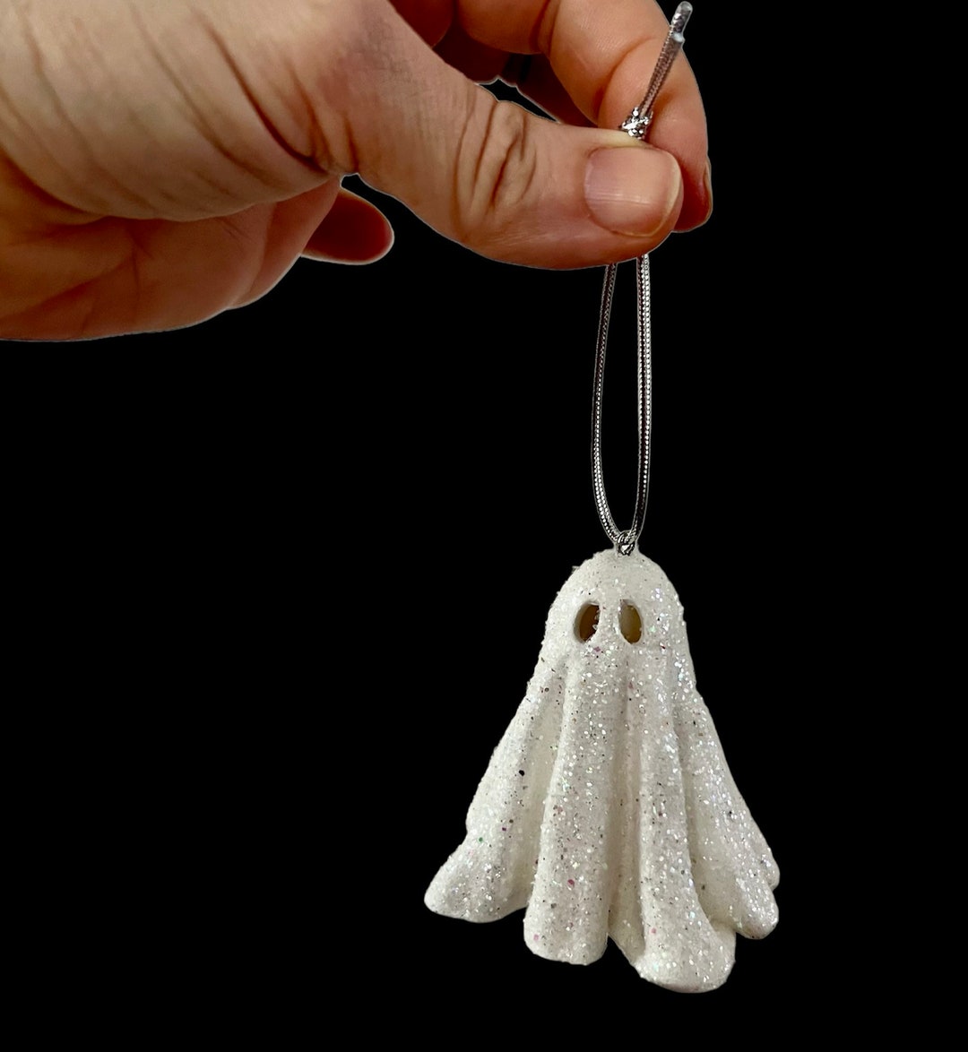Halloween Horror Glittered Ghost Sparkle Christmas Tree Decorations X6 ...