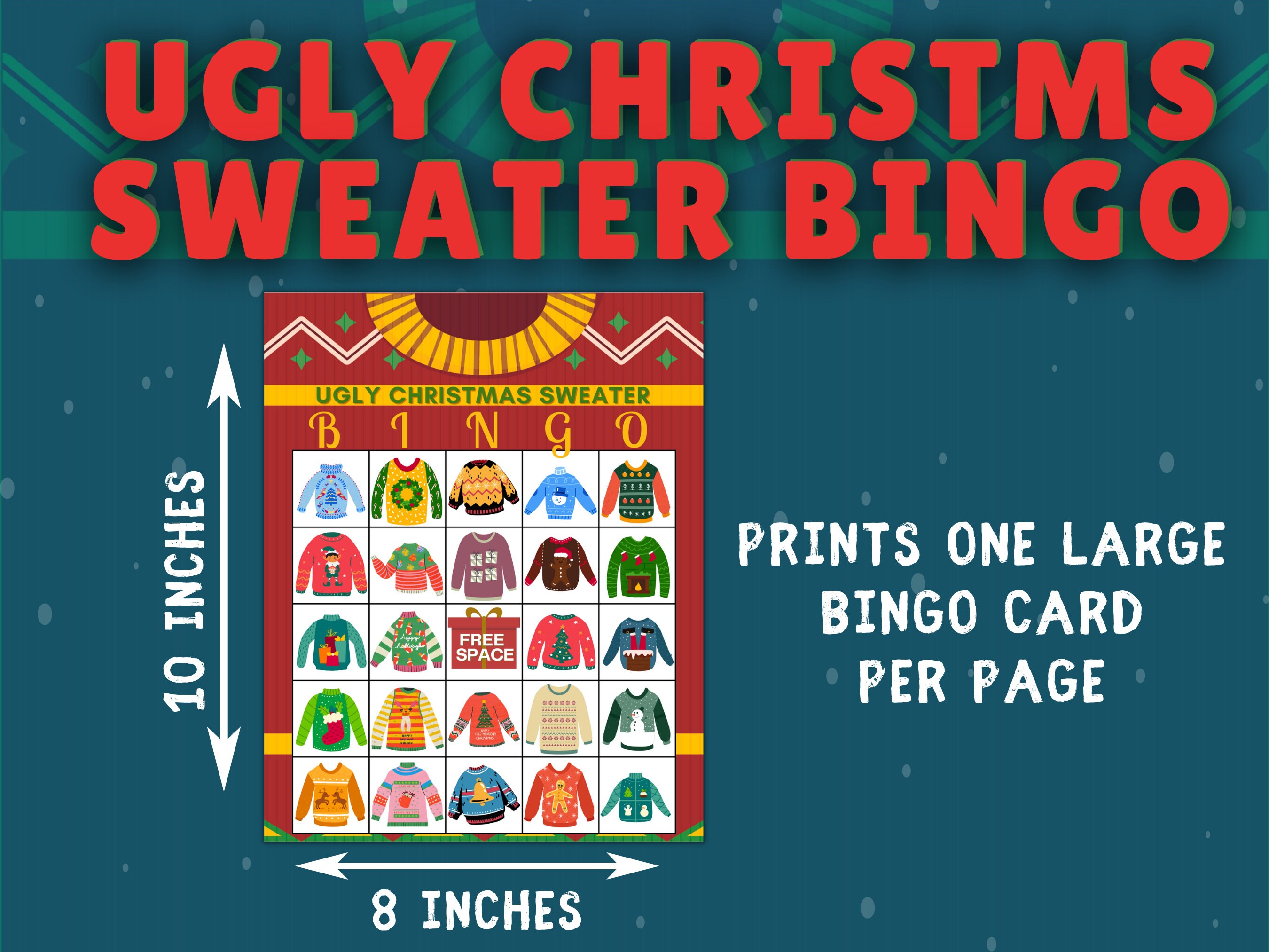 Christmas Bingo Cards,christmas Bingo,ugly Christmas Sweater Bingo ...