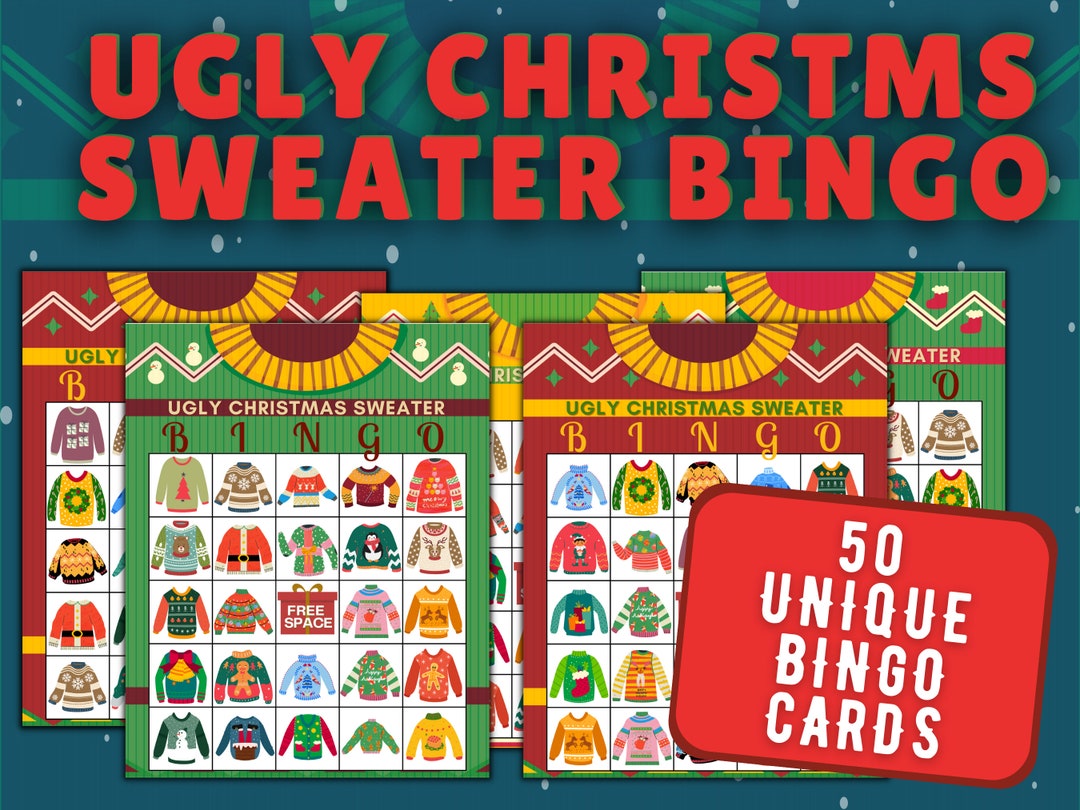 Christmas Bingo Cards,christmas Bingo,ugly Christmas Sweater Bingo ...