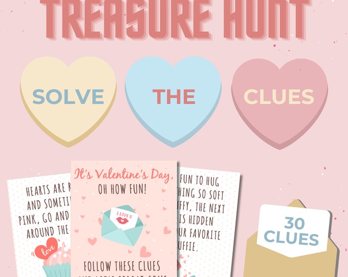 Valentine's Day Treasure Hunt Clues for Kids Valentines Scavenger Hunt ...