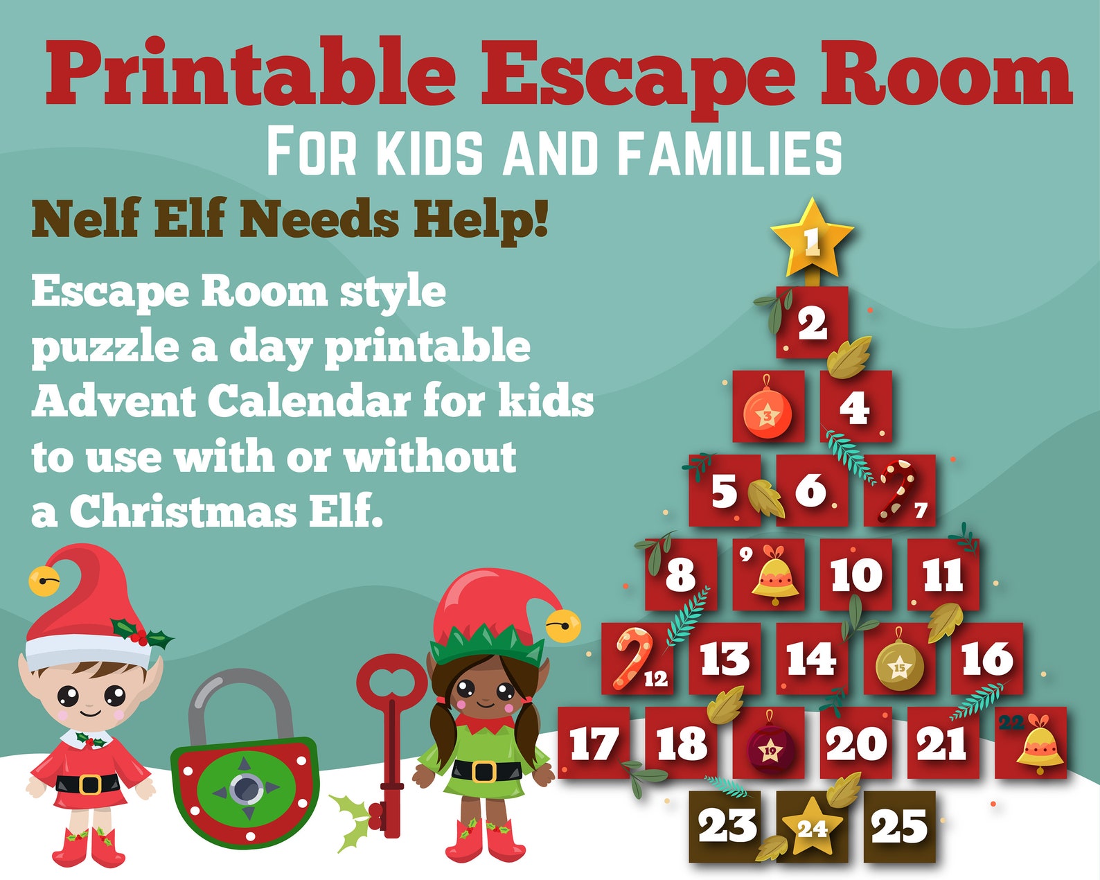 Kids Christmas Escape Room: Elf Advent Calendar (printable) - Etsy