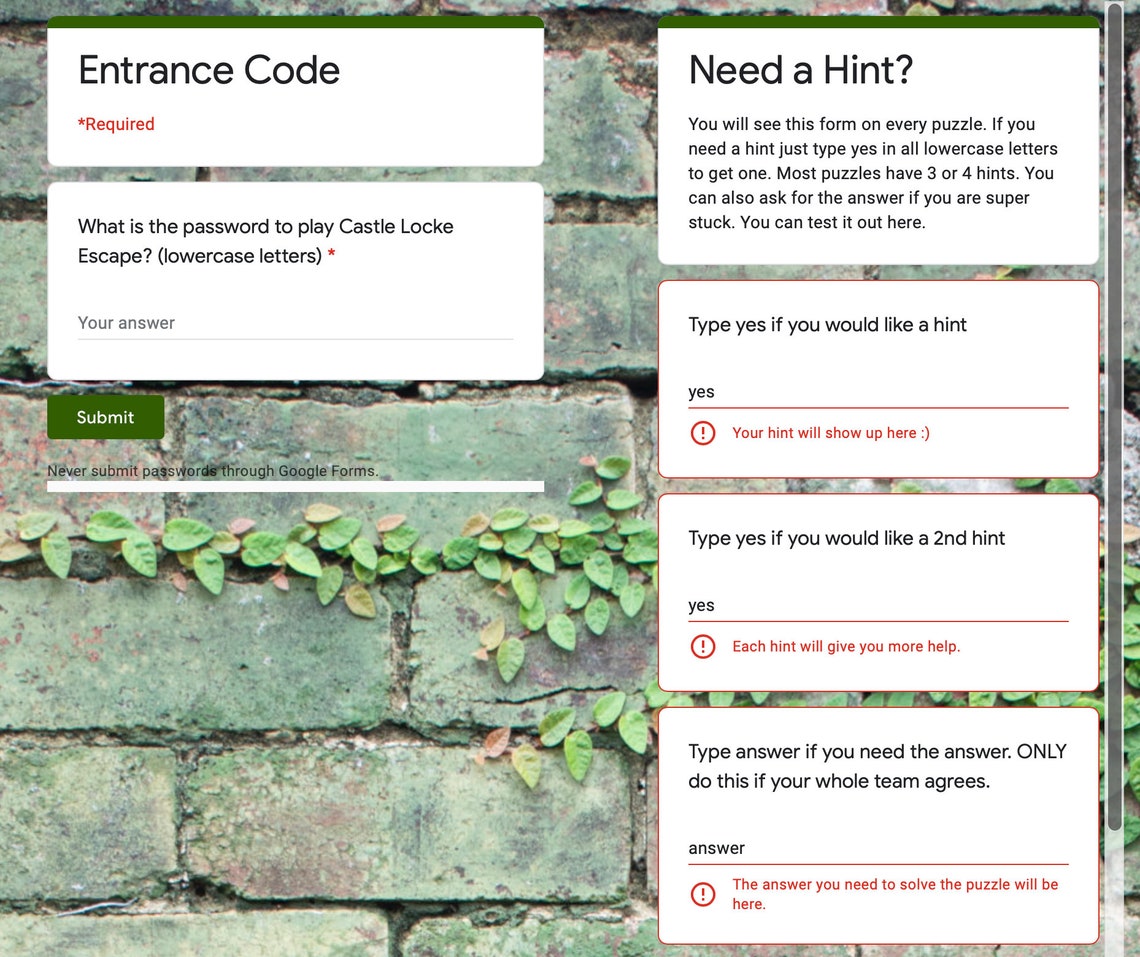 Castle Locke Online Escape Room: Team Building Puzzle (PDF Download) - Etsy