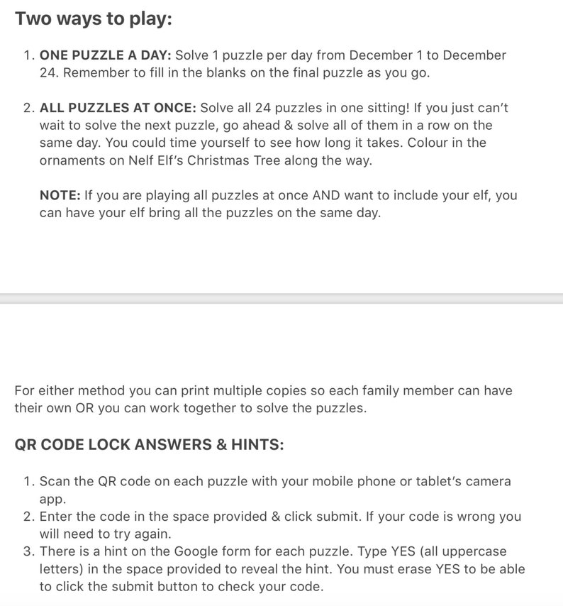 Kids Christmas Escape Room: Elf Advent Calendar (printable) - Etsy