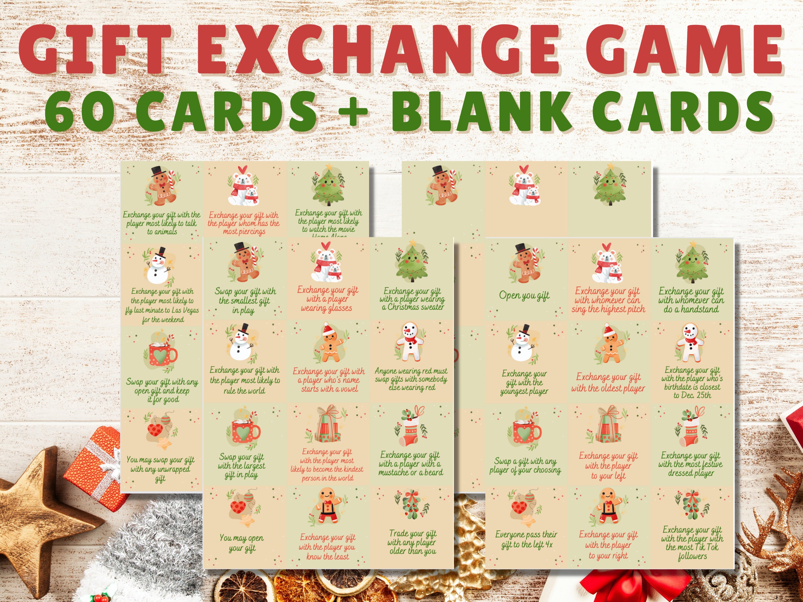 Christmas Gift Exchange Game|printable Christmas Game|white Elephant ...