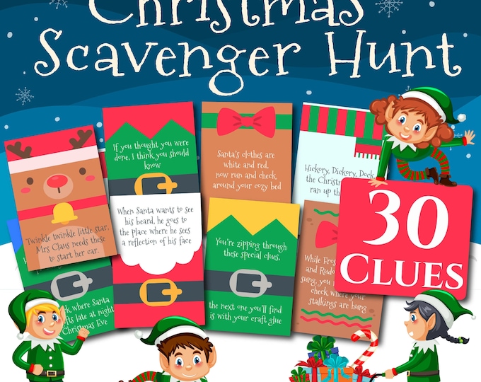 Christmas Scavenger Hunt for Kids, Indoor Printable Christmas Treasure ...