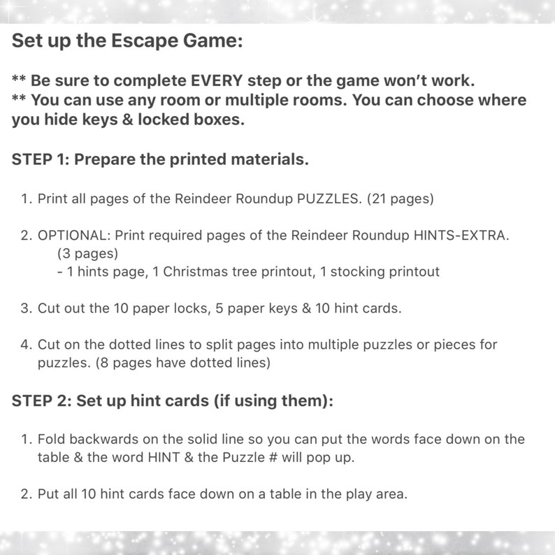 Christmas Escape Room: Reindeer Roundup, Printable Family Game (PDF) - Etsy
