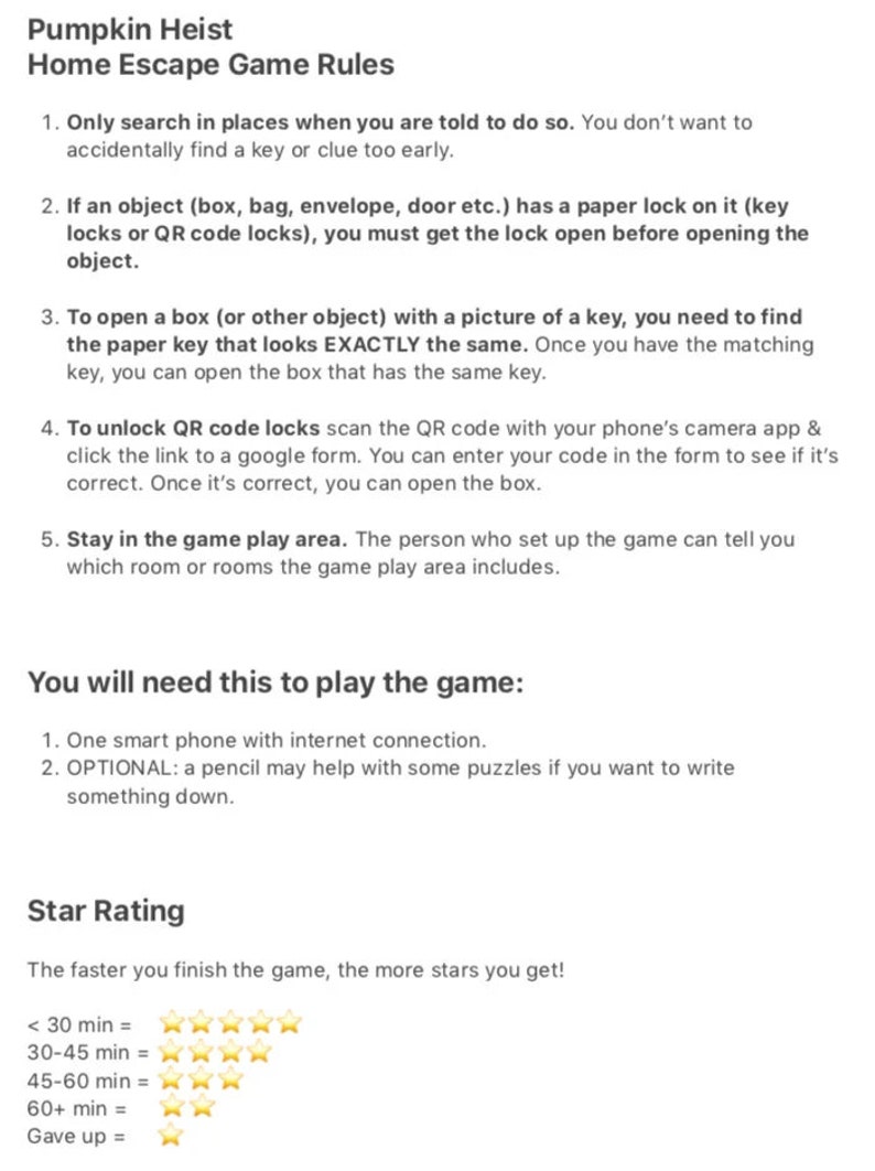 Pumpkin Heist Halloween Escape Room for Kids (printable) - Etsy