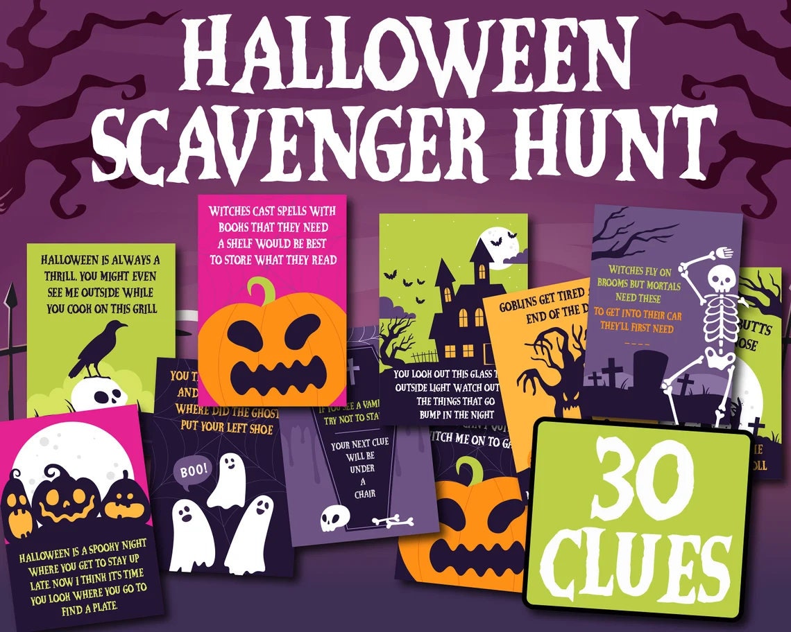 Halloween Treasure Hunt, Halloween Scavenger Hunt, Halloween Game for ...