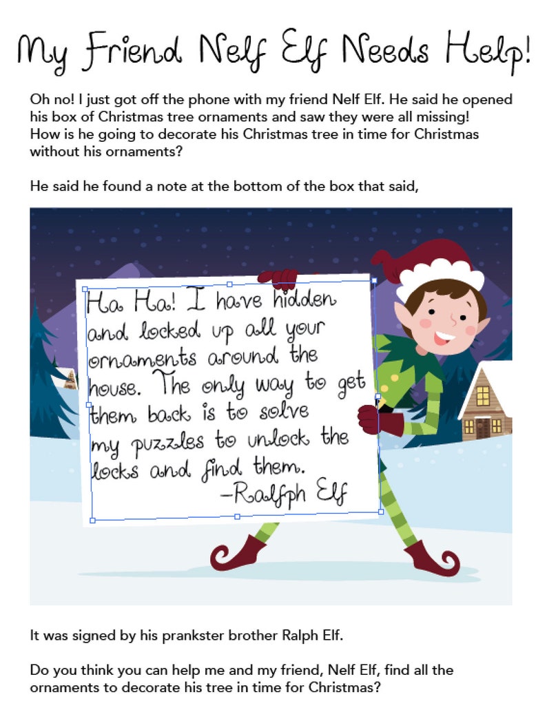 Kids Christmas Escape Room: Elf Advent Calendar (printable) - Etsy