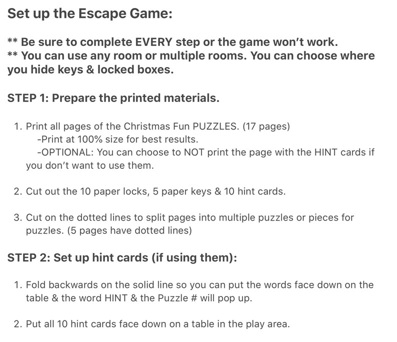 Christmas Escape Room: Kids Printable Game, Ages 5-7 (digital Download ...