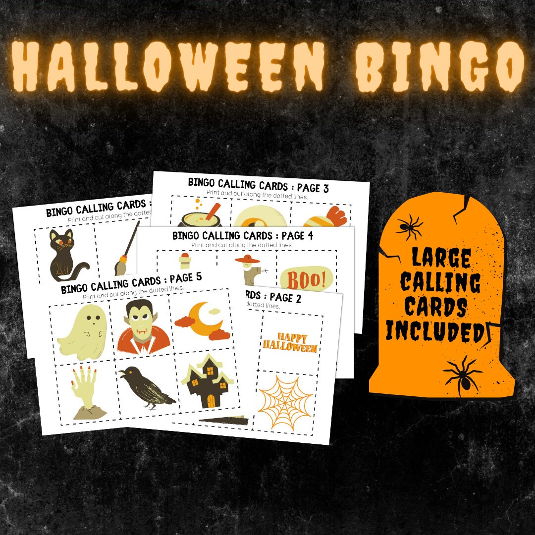 Halloween Bingo, 50 PRINTABLE Bingo Cards,kids Halloween Bingo ...
