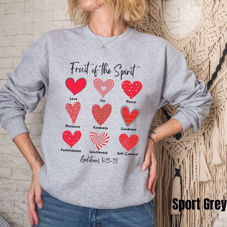 Fruit of the Spirit Bible Verse Sweatshirt, Christian Valentine Gift ...