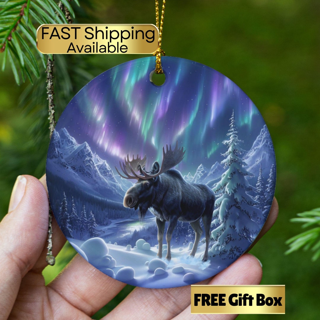 Northern Lights Ornament, Mountain Forest Nature Lover Ornament ...