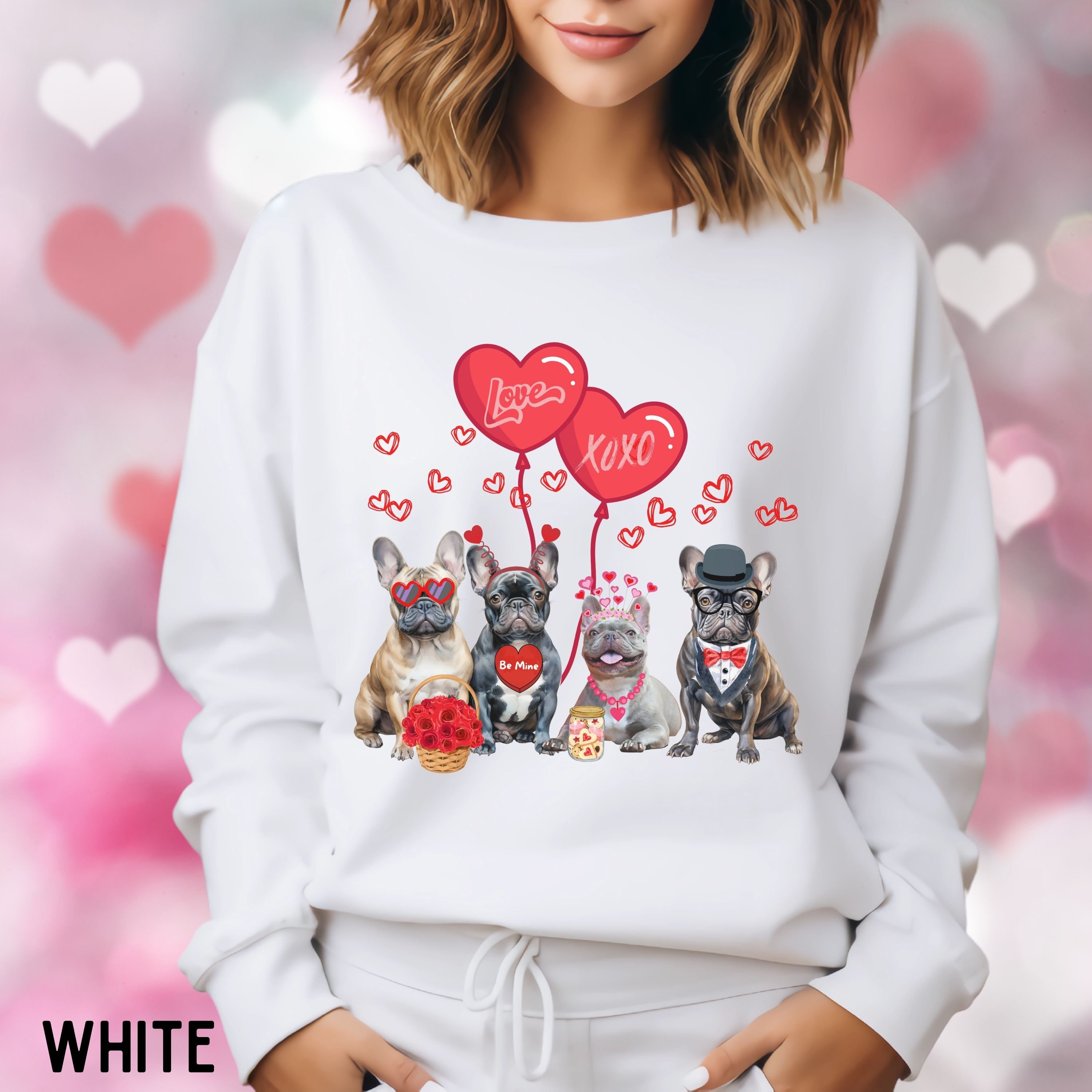 Cute French Bulldog Lover Valentine Sweatshirt, Frenchie Valentine ...
