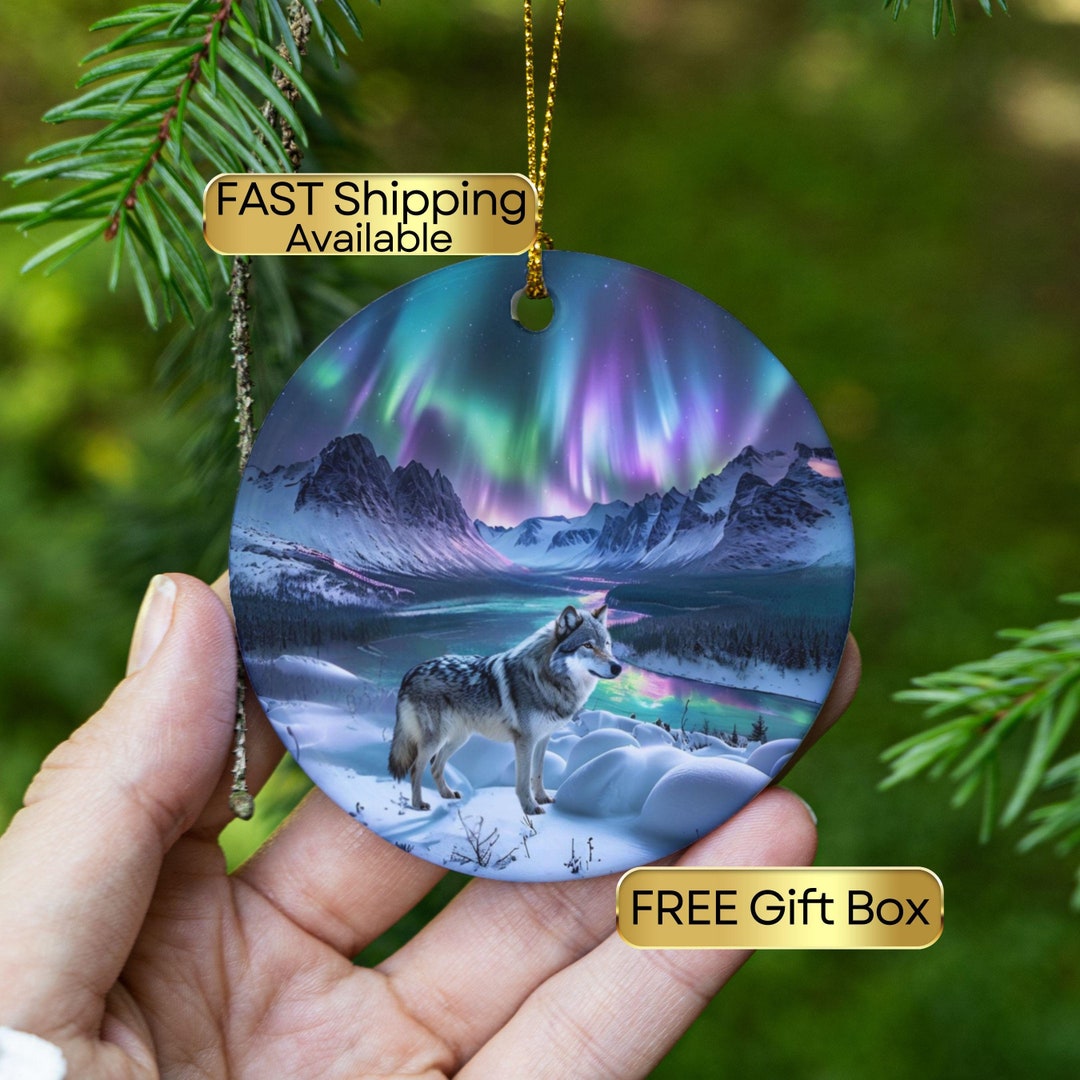 Northern Lights Ornament, Mountain Forest Nature Lover Ornament ...