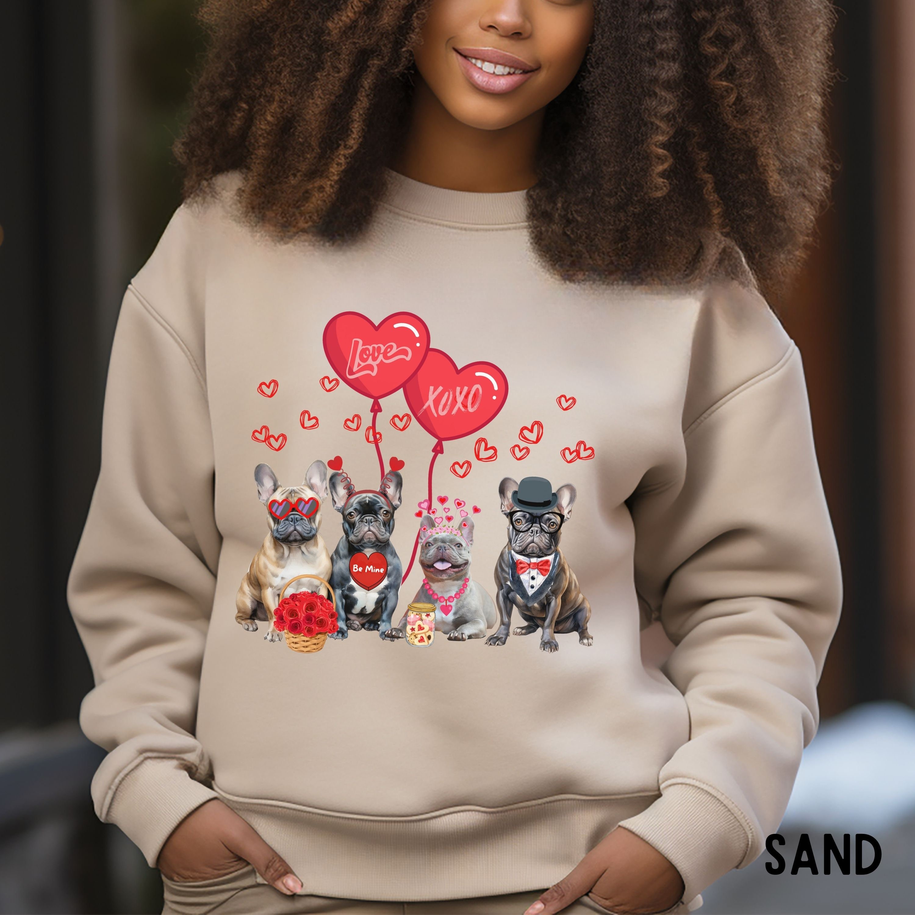 Cute French Bulldog Lover Valentine Sweatshirt, Frenchie Valentine ...