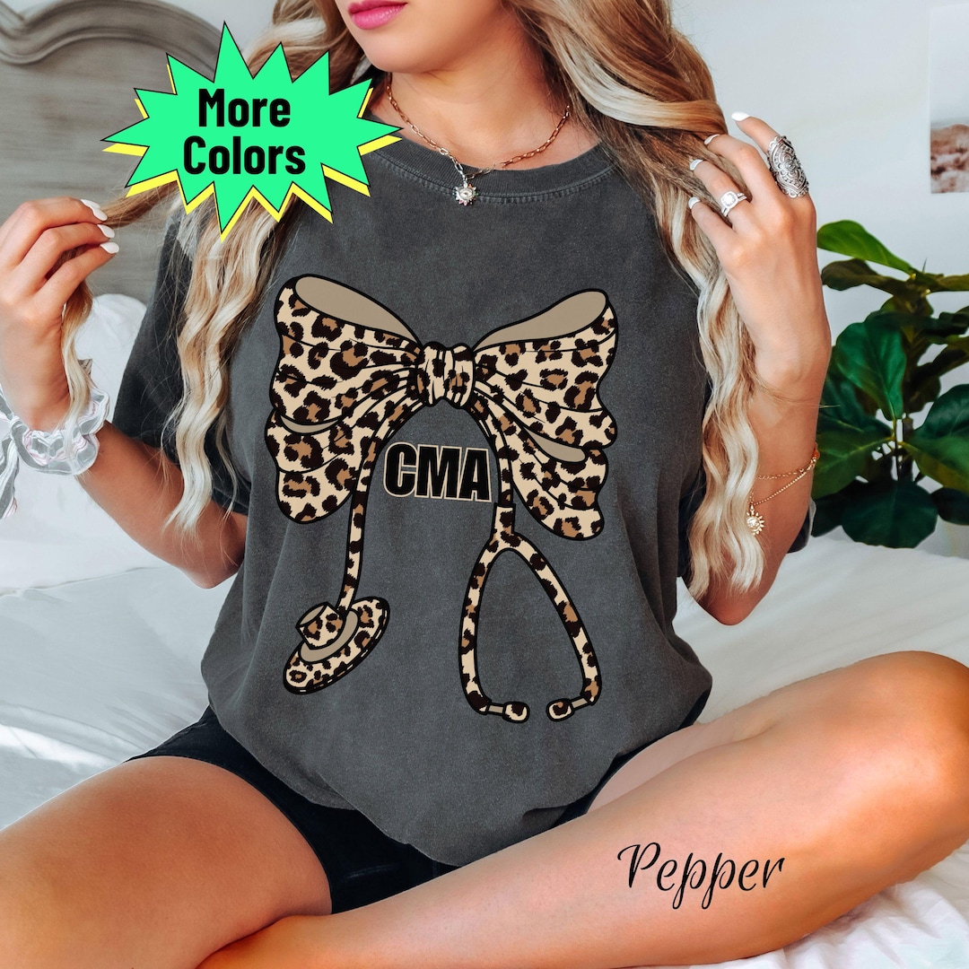 Coquette CMA Shirt: Leopard Bow Stethoscope Comfort Colors Tee - Etsy