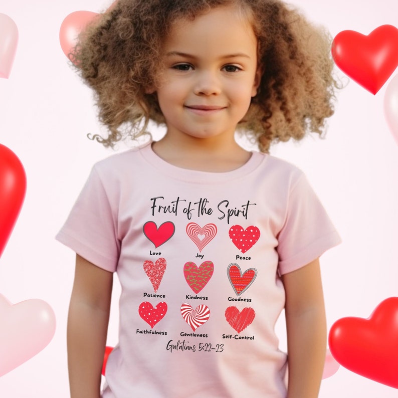 Kids Christian Valentine Shirt, Fruit of the Spirit Bible Verse Tee Shirt,religious Tshirt ...